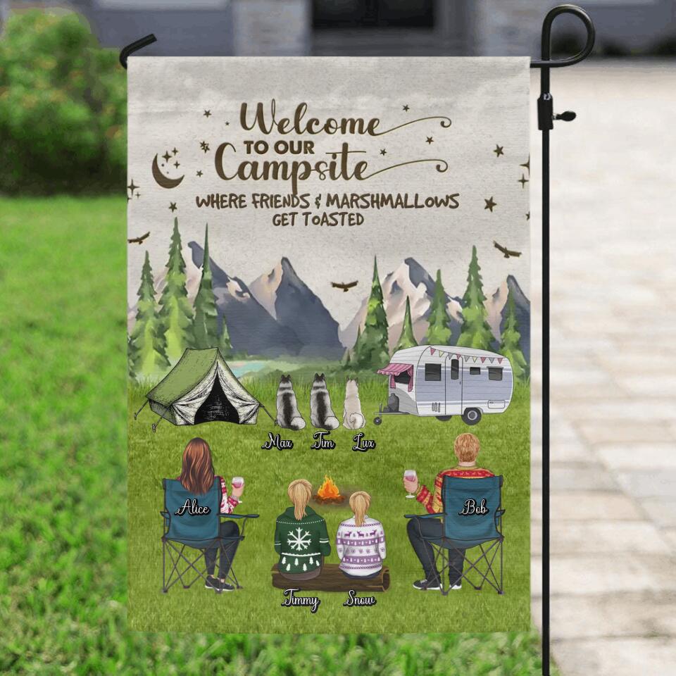 Custom Personalized Camping Flag - Adult/Couple/Single Parent/Parents ...
