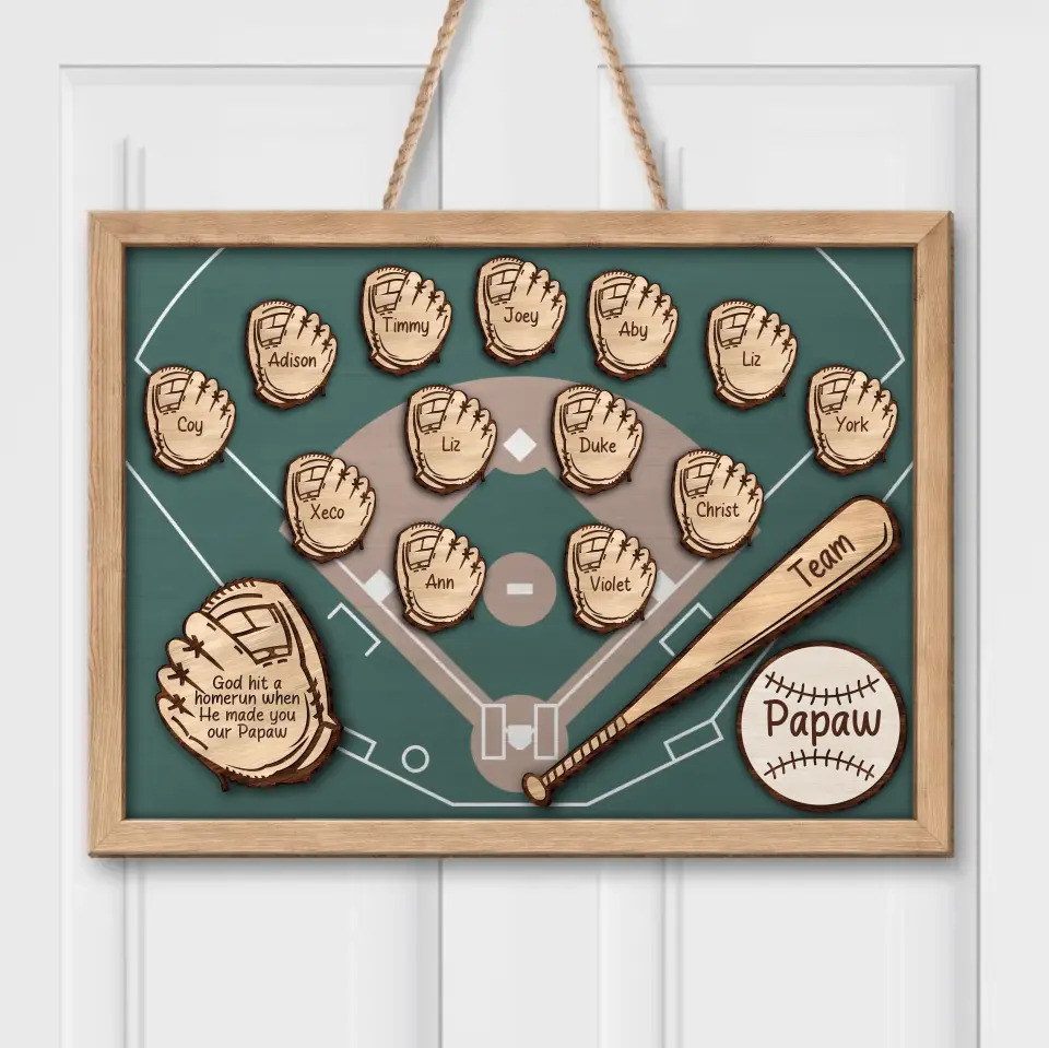 Personalized Baseball Wooden Sign - Up to 13 Kids - Gift Idea For Gran ...