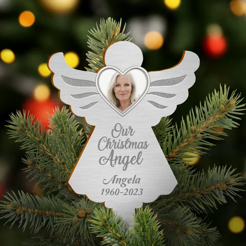 Custom Personalized Memorial Angel Tree Topper - Upload Photo - Memori ...