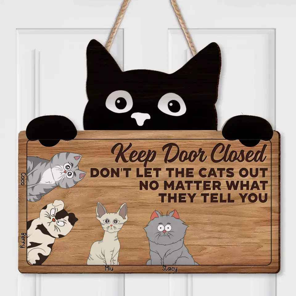Personalized Cat Wooden Sign - Up to 4 Cats - Mother's Day Gift Idea f ...