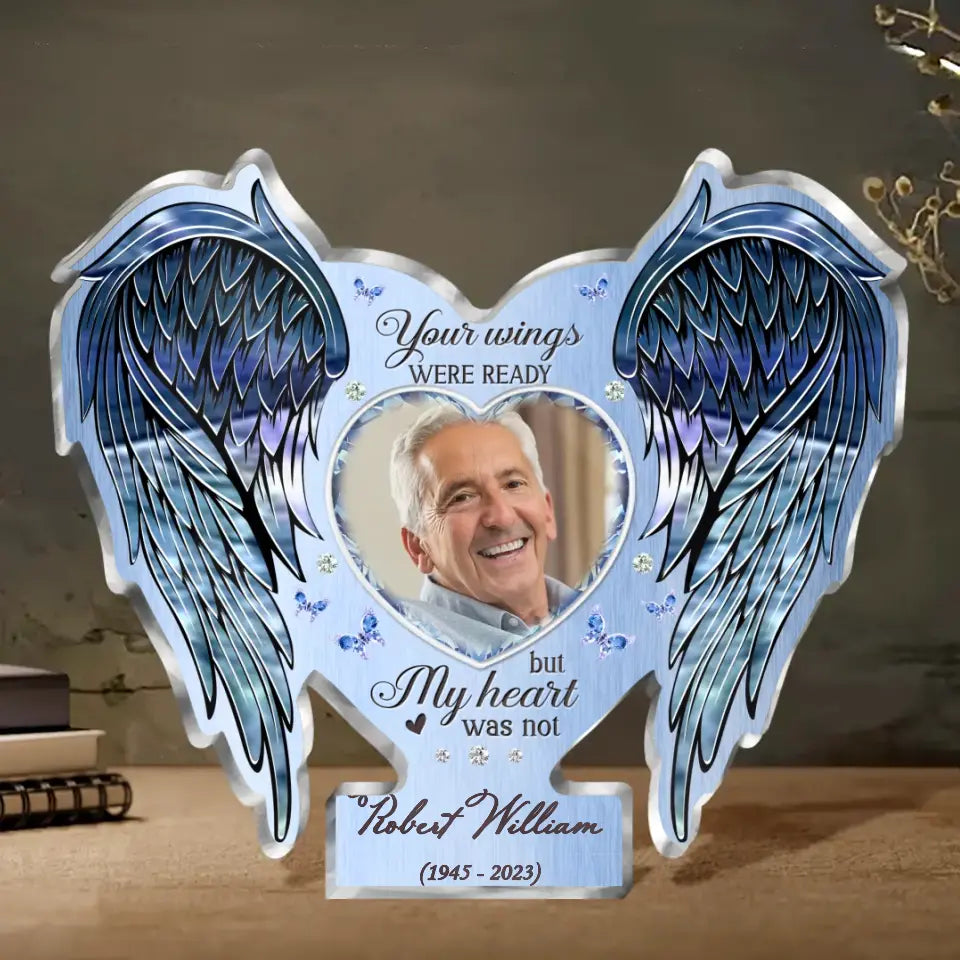 Personalized Memorial Wings Acrylic Plaque - Upload Photo - Memorial G ...