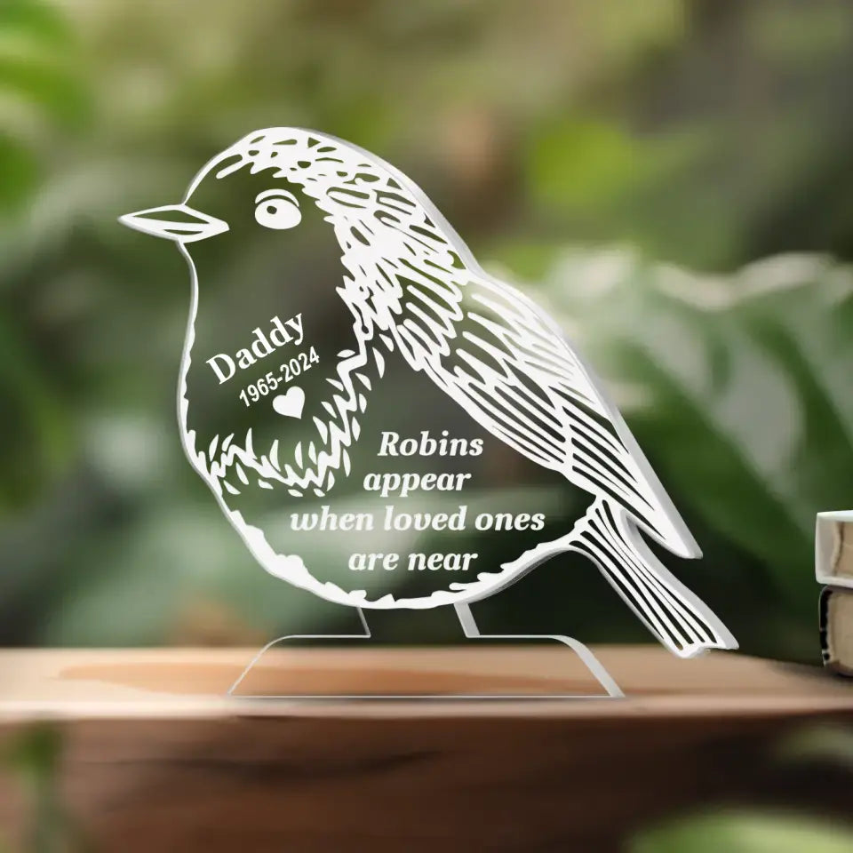 Custom Personalized Memorial Robin Acrylic Plaque - Memorial Gift Idea ...