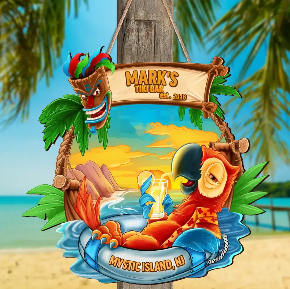 Custom Personalized Funny Tiki Bar Wooden Sign - Summer Gift Idea For ...