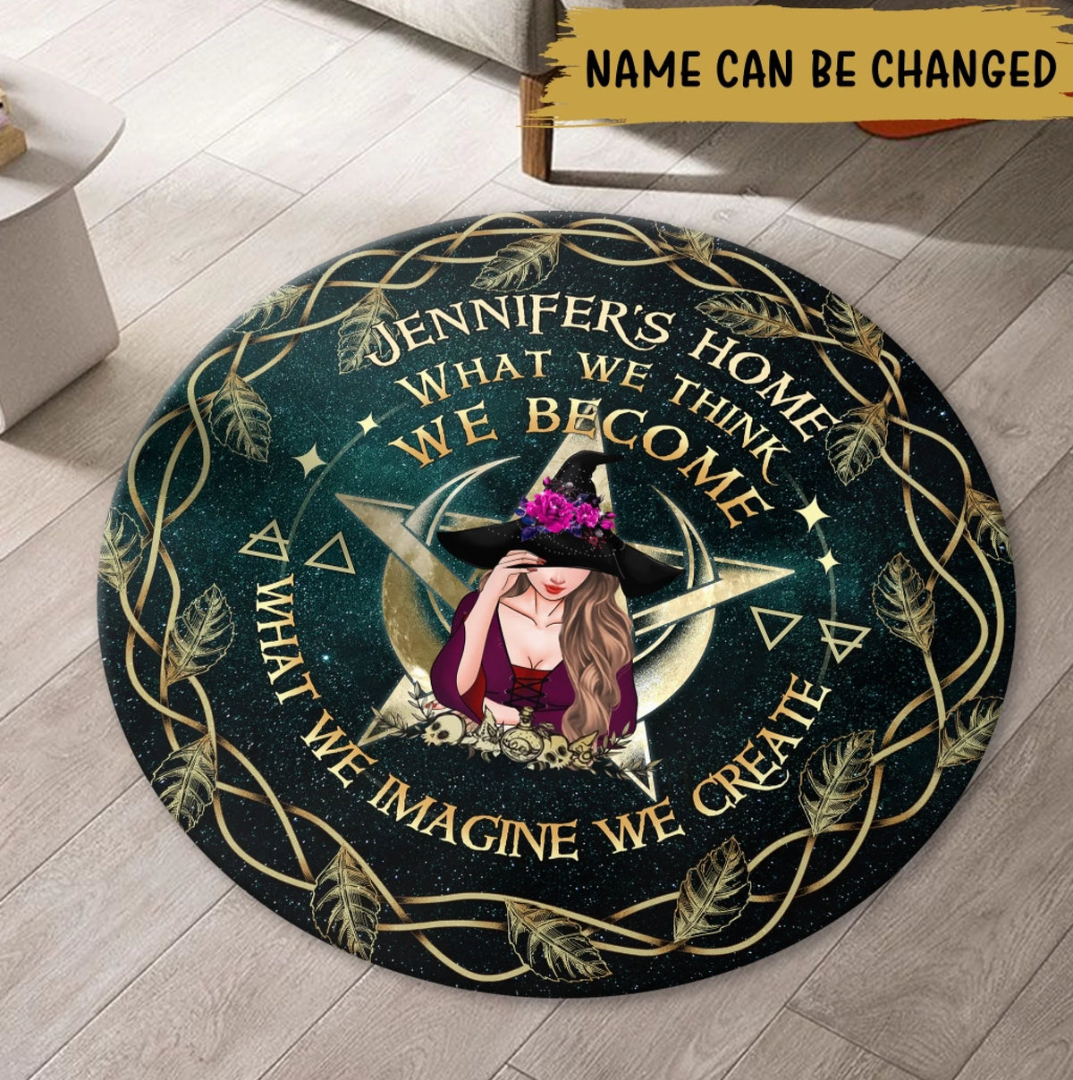 Custom Personalized Witch Round Rug - Gift Idea For Halloween/Wicca De ...